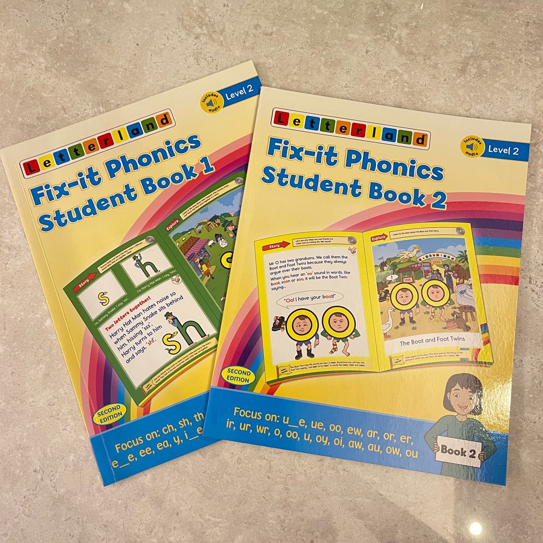 全新 letterland Fix-it Phonics - Level 2 - Student book 1 & book 2 (2nd ...