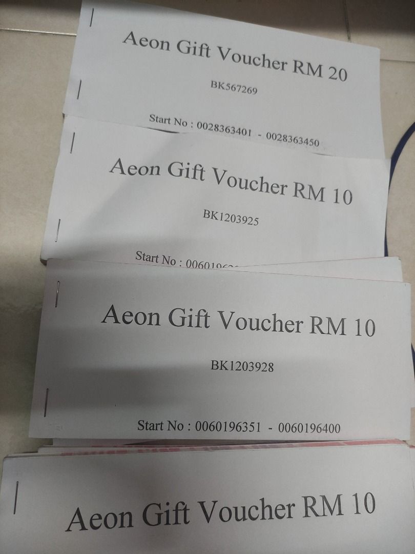 Aeon Gift Voucher, Tickets & Vouchers, Vouchers on Carousell