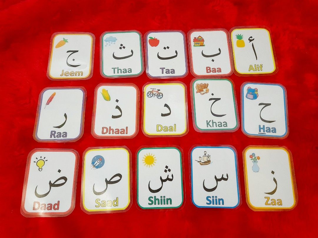 Arabic alphabet flash cards, Hobbies & Toys, Toys & Games on Carousell