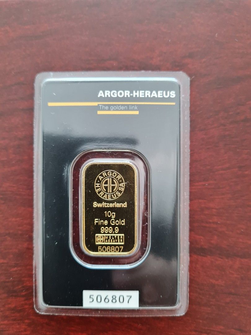 Argor- Heraeus Gold bar 10g, Hobbies & Toys, Memorabilia & Collectibles ...