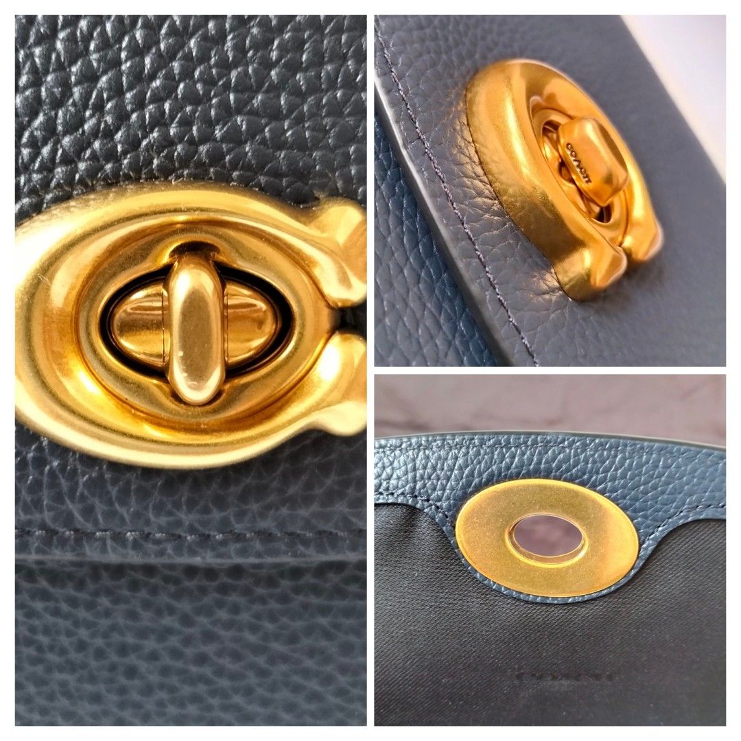 Authentic Coach Cassie 25 Navy Blue Pebbled Leather Crossbody Bag ...