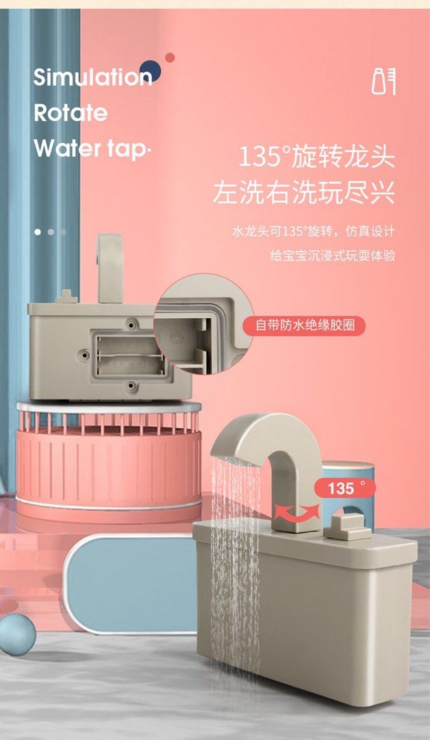 Bathroom Sink Toilet Playset Toy Set Pretend Play Real Water Flowing ...