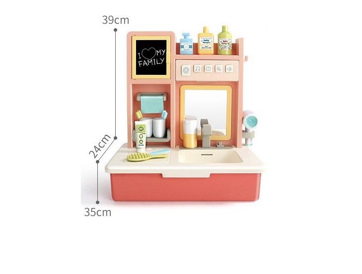 Bathroom Sink Toilet Playset Toy Set Pretend Play Real Water Flowing ...