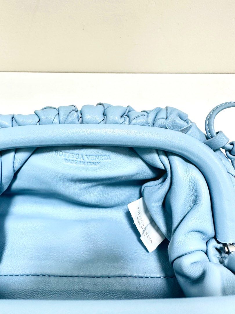 Bottega Veneta Mini Pouch Pale Blue, Luxury, Bags & Wallets on Carousell
