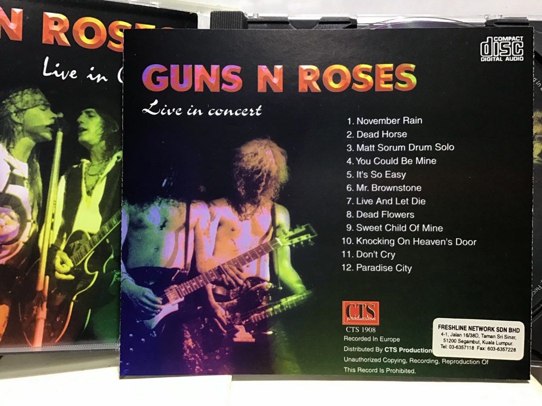 CD Guns n Roses - Live in Concert OOP COLLECTORS ITEM Anubis Hard Rock ...