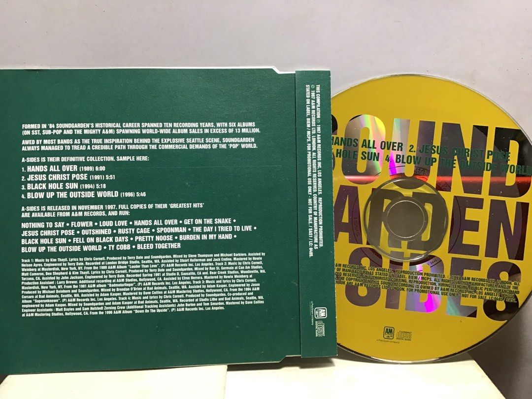 CD Soundgarden (Chris Cornell) - A- Sides OOP PORMO SAMPLER Anubis 90s ...