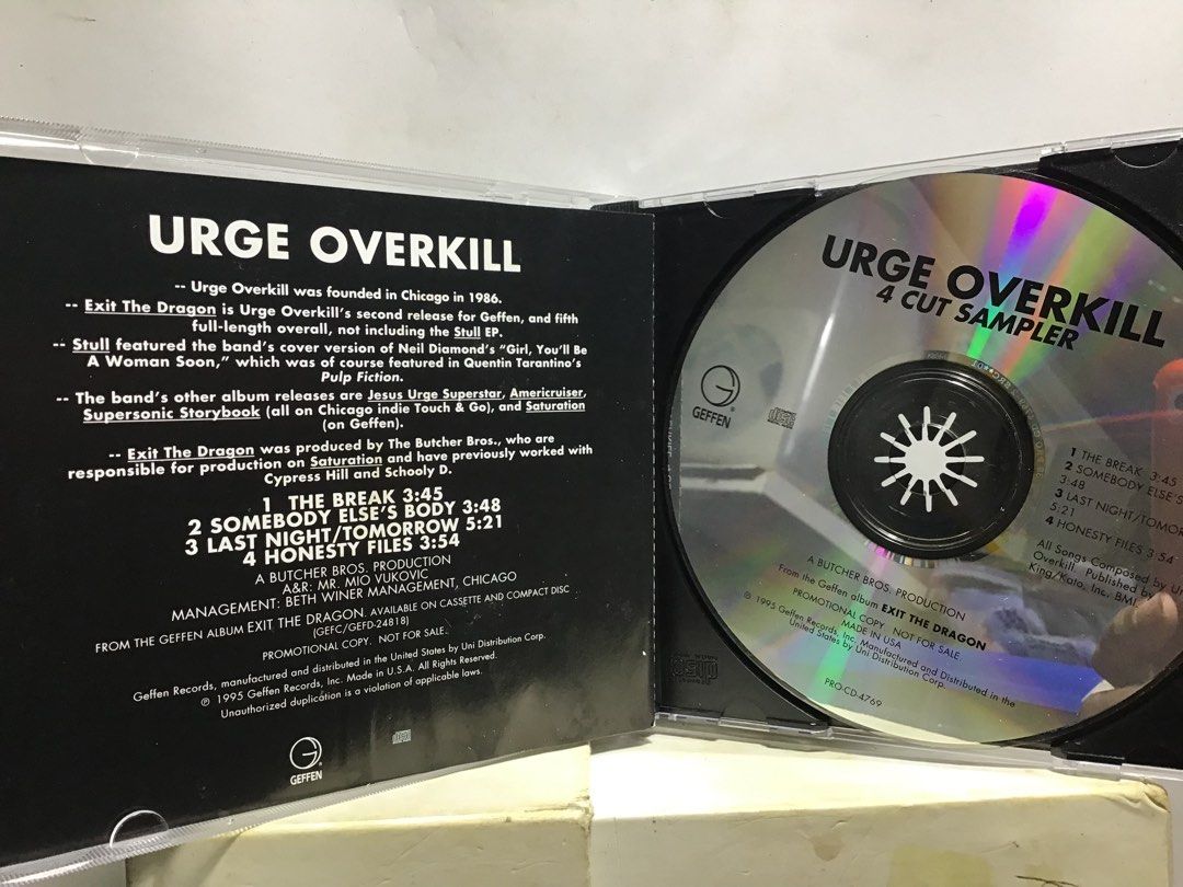 CD Urge Overkill Sampler OOP PROMO PRESS Anubis 90s Rock, Hobbies ...