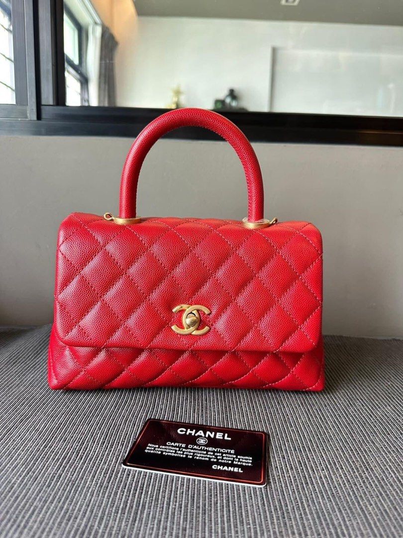 Chanel Coco Handle Mini Red Caviar GHW Series 24 on Carousell