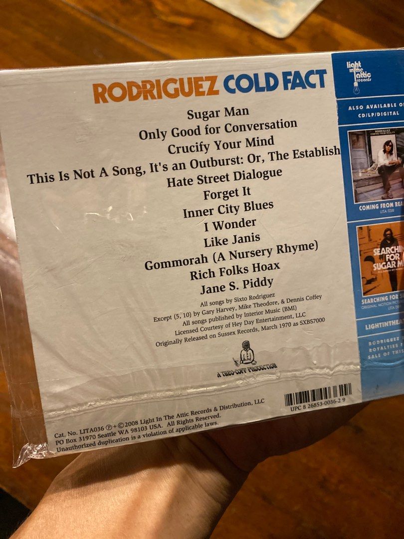 Cold Facts - "Sugar Man" Rodriguez CD, Hobbies & Toys, Music & Media ...