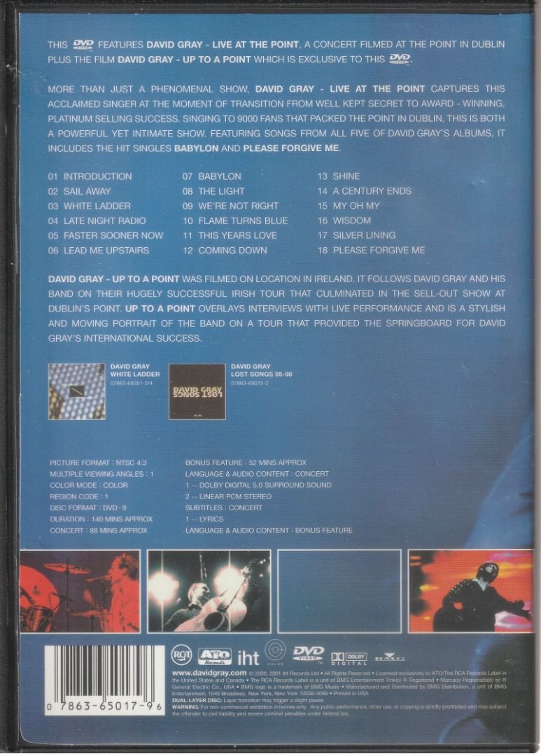 DVD: David Gray Live At The Point Dublin, Hobbies & Toys, Music & Media ...