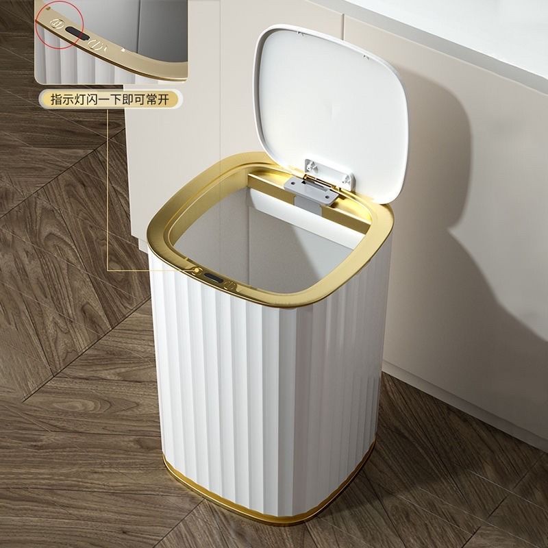Elegant White & Gold Automatic Touchless Smart Sensor Waste bin 15L ...