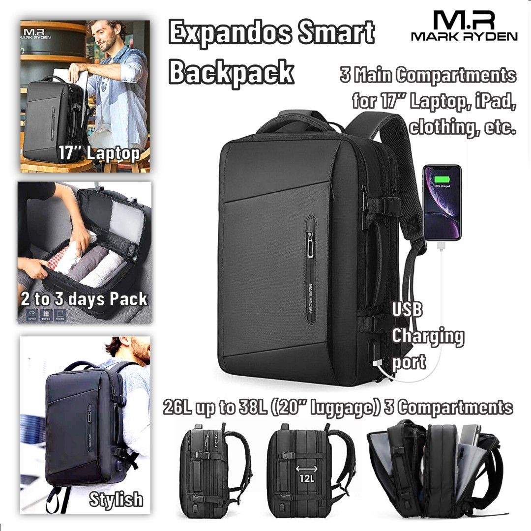 Expandable backpack, Men's Fashion, Bags, Backpacks on Carousell