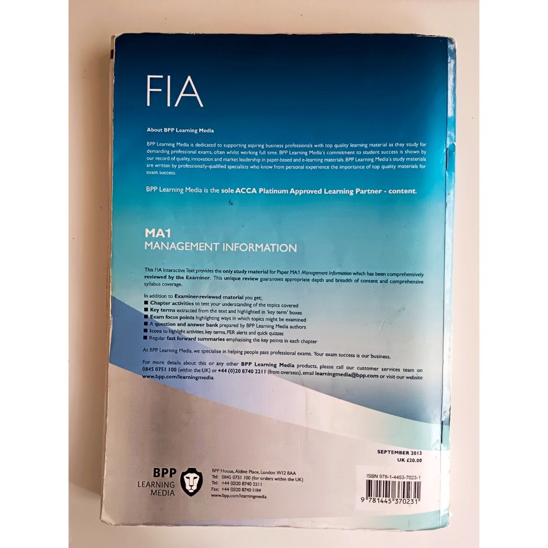 FIA MA1 - Management Information ACCA Interactive Text, Hobbies & Toys ...