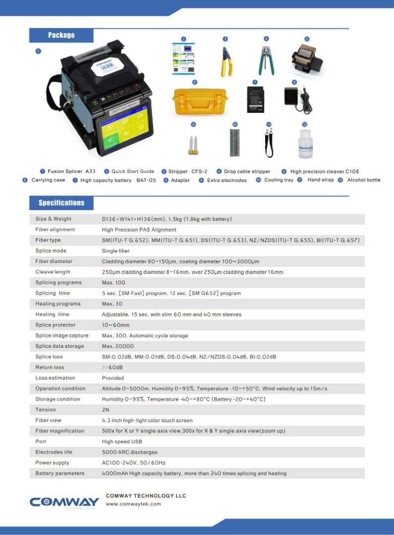 Comway A33 Fusion Splicer Machine, Commercial & Industrial ...