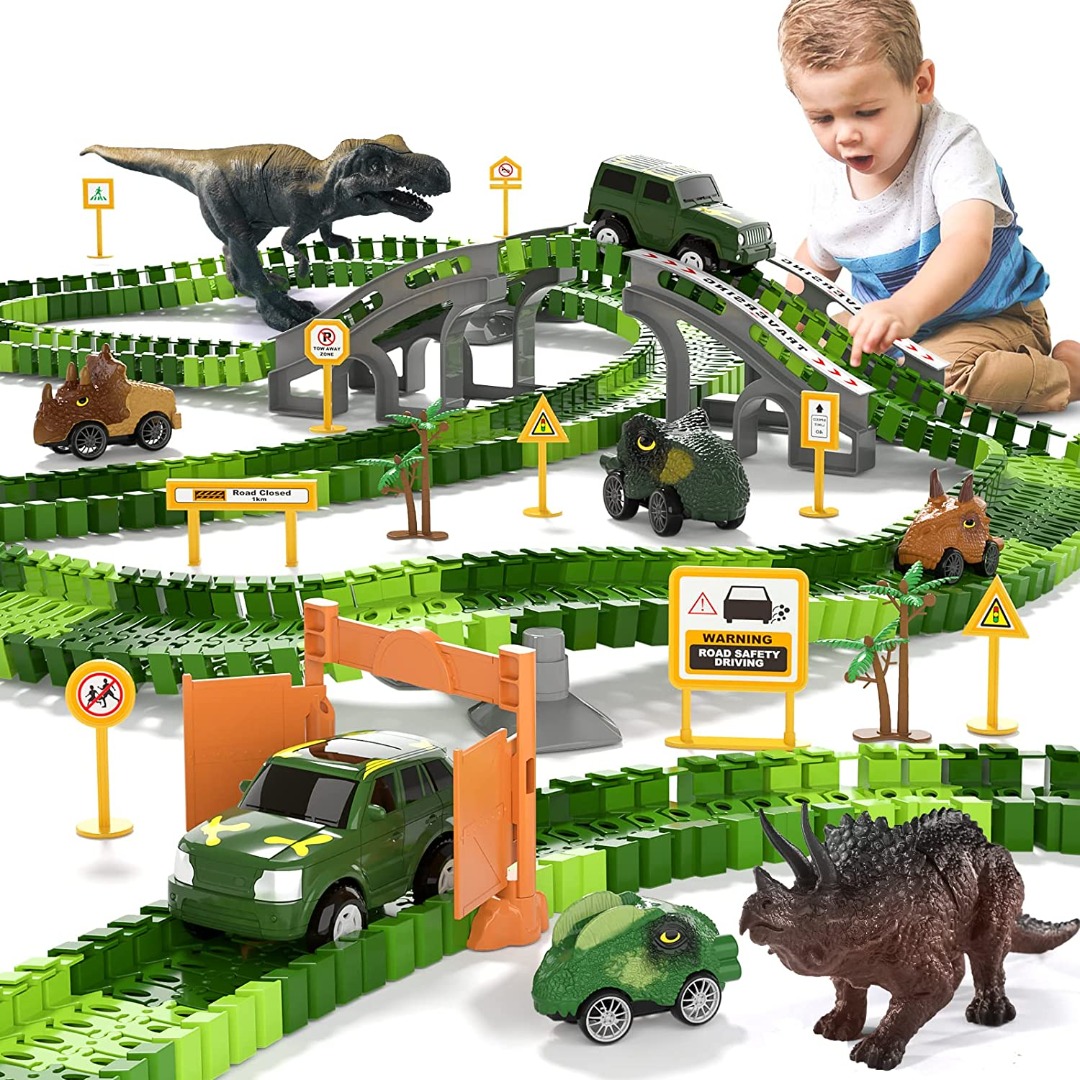 iHaHa Dinosaur Toys Race Car Track, Dinosaur Race Track for Kids ...