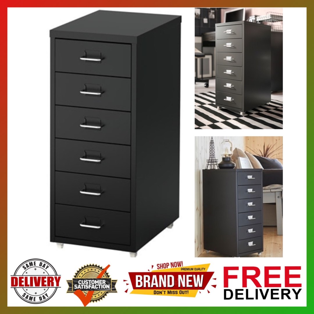 Ikea Drawer unit, HELMER Drawer unit on castors Black, 28×69 Malm ...