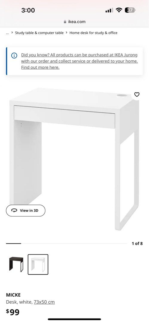 IKEA Micke Desk + Small cupboard, Furniture & Home Living, Furniture ...