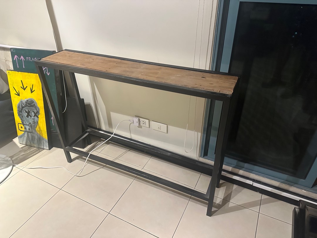Industrial Console Table Metal and Upcycled Wood on Carousell
