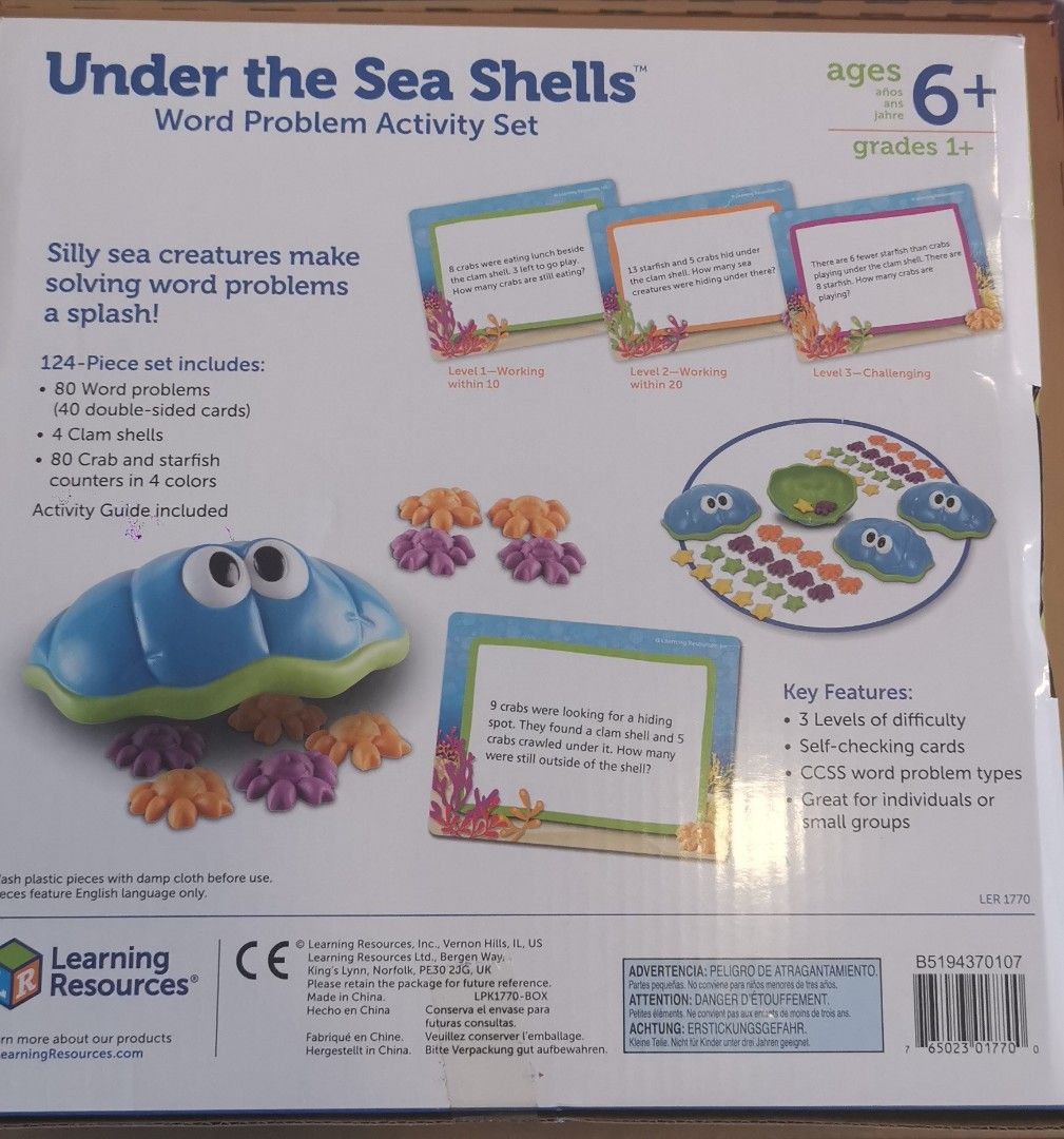 Learnibg Resources Under the seashells Word problem activity set ...