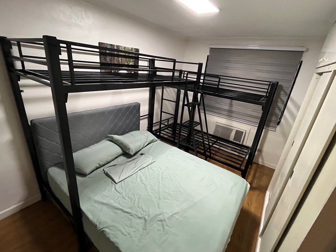 Loft Bed Double Deck bunk bed A-frame ladder with 3 mattress Set ...