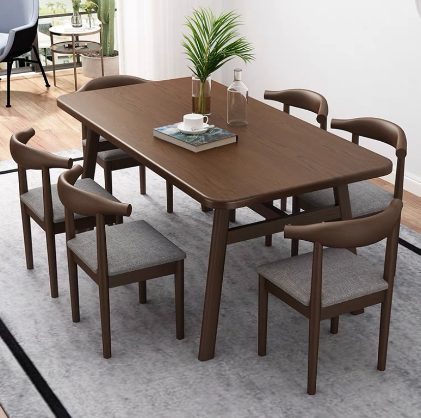 Loft dining table and chair combination, Modern minimalist rectangular ...