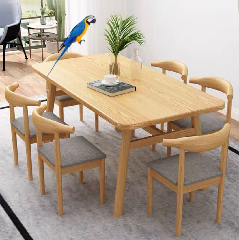 Loft dining table and chair combination, Modern minimalist rectangular ...