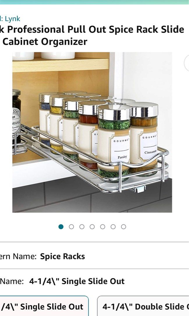 Lynk Professional Pull Out Spice Rack Slide Out Cabinet Organizer ...