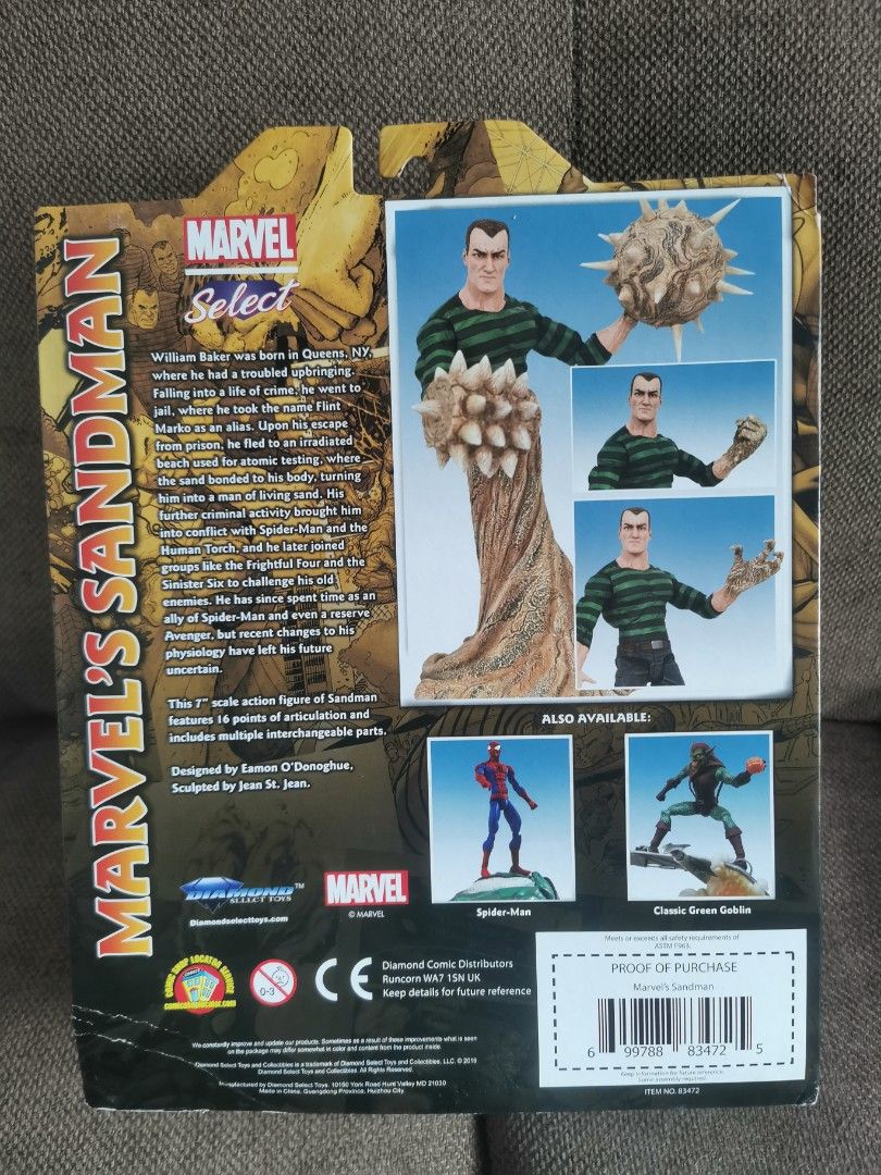Marvel Select Marvel's Sandman, Hobbies & Toys, Toys & Games on Carousell