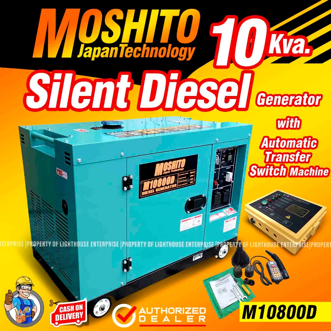 MOSHITO 10KVA Silent Diesel Generator - ATS Ready (M10800D), Furniture ...