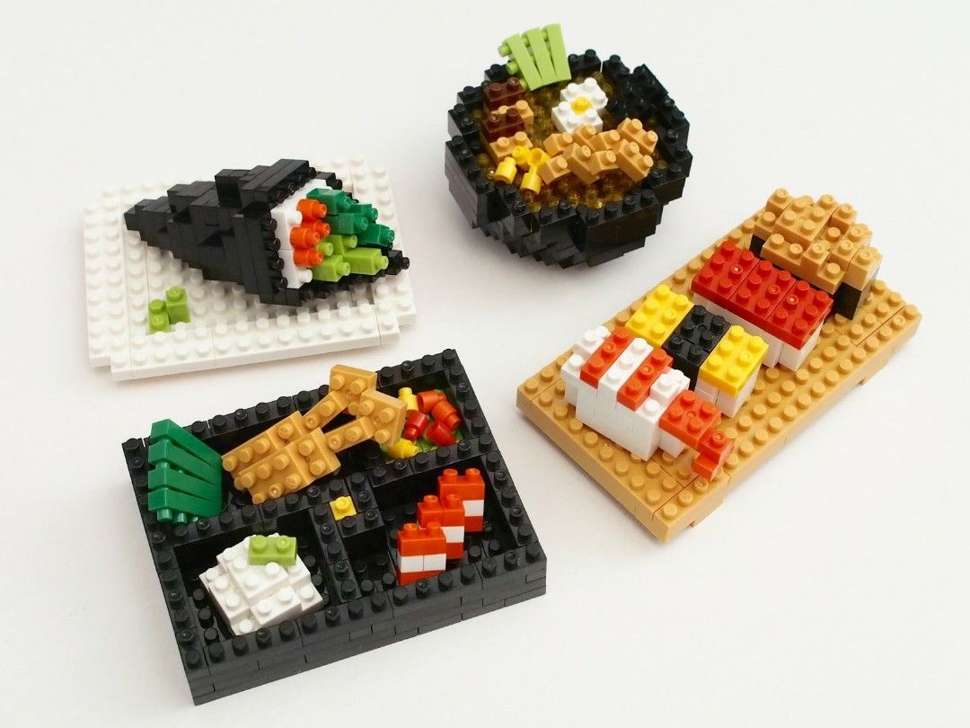 Nanoblock Miniature Food My Japanese Food Series Full Set: Sushi, Temaki, Bento, Ramen Nano ...