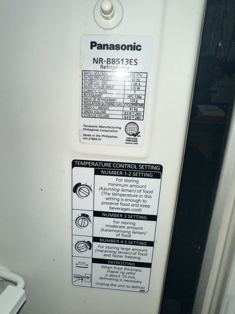 PANASONIC REF 8.5 cu ft, TV & Home Appliances, Kitchen Appliances ...