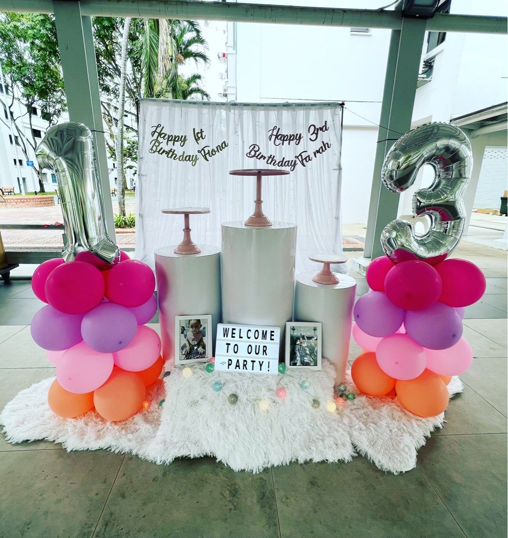Party decorations, birthday party setup, backdrop set, balloon garland ...