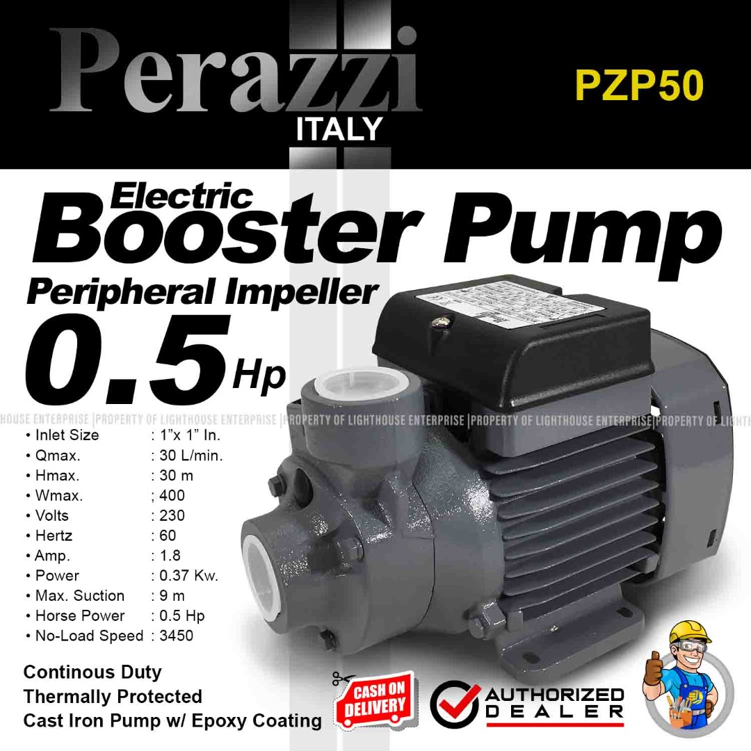 PERAZZI Italy 0.5HP Peripheral Vortex Booster Water Pump (PZP50 ...