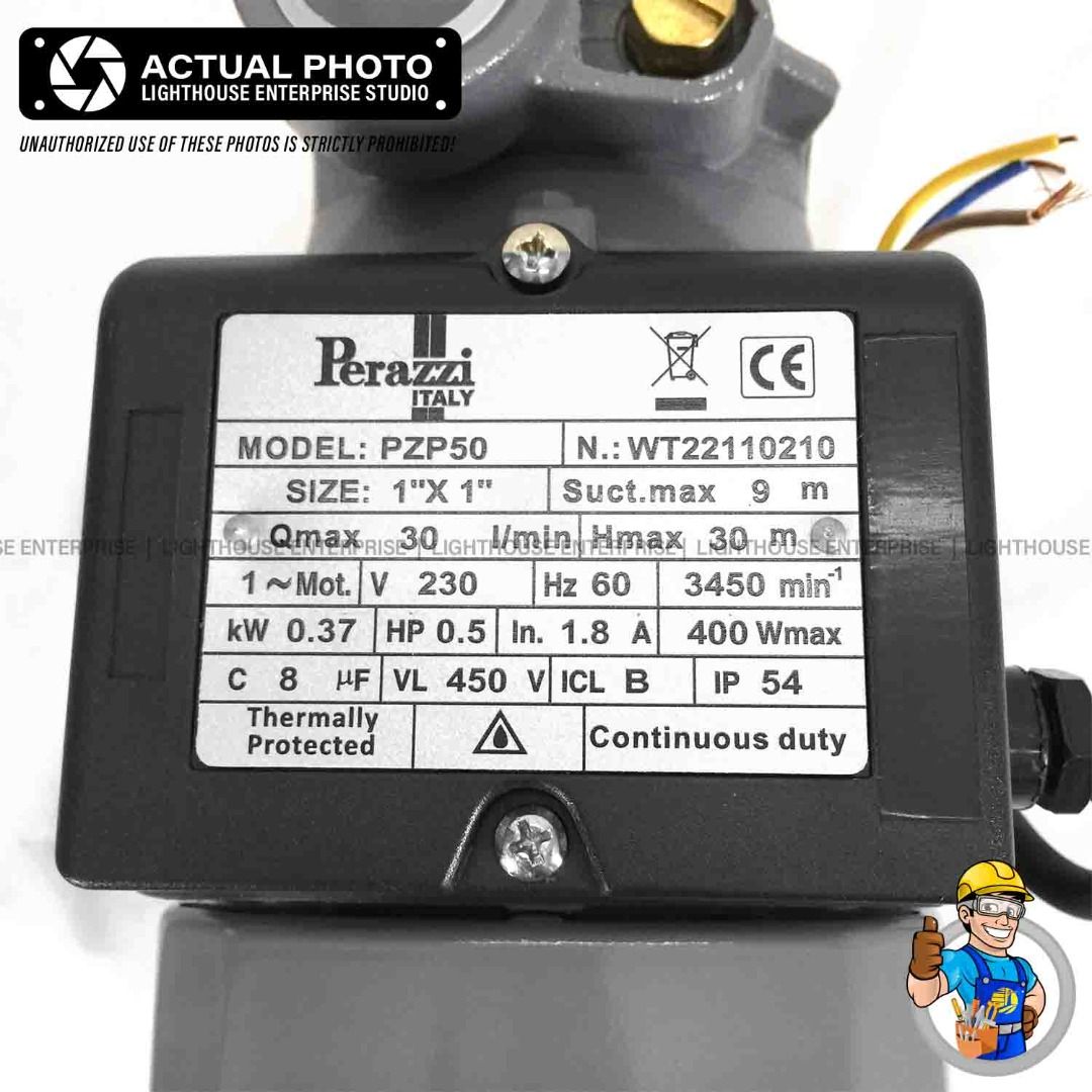PERAZZI Italy 0.5HP Peripheral Vortex Booster Water Pump (PZP50 ...