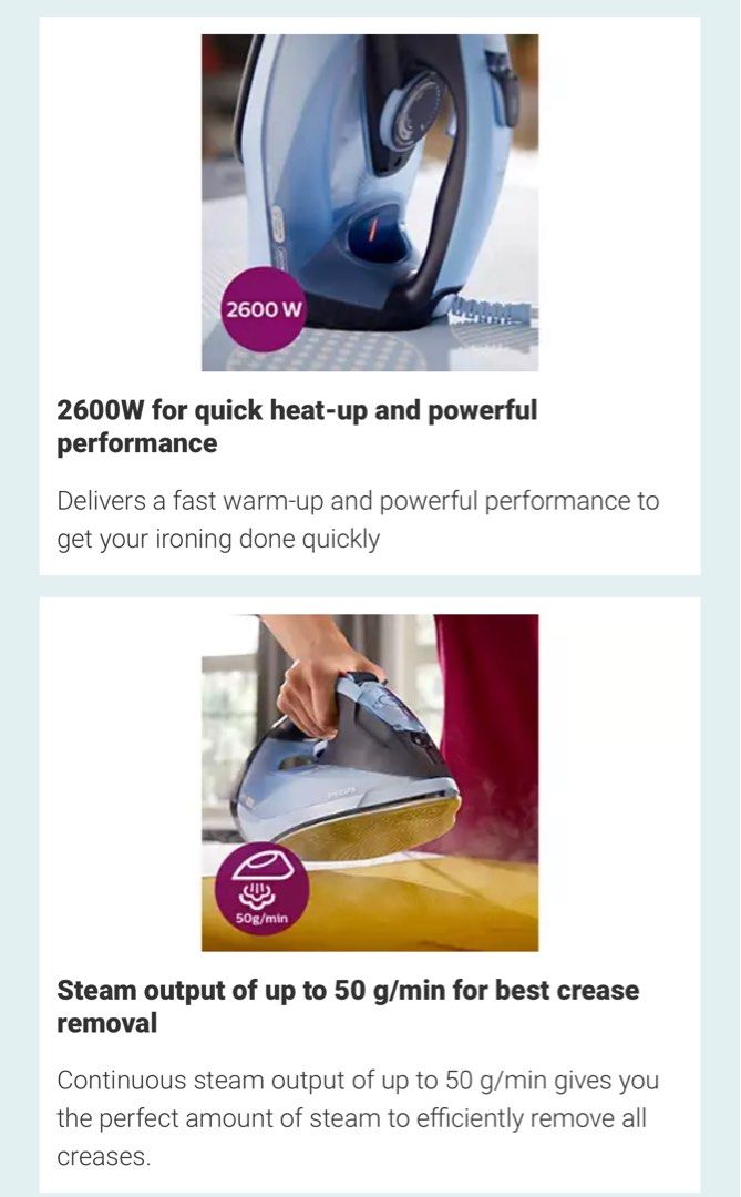 Phillips Azur Steam Iron, TV & Home Appliances, Irons & Steamers on ...