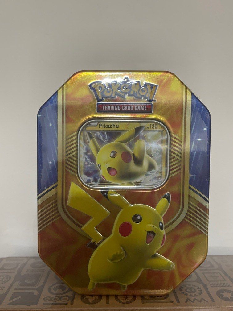 Pikachu EX tin, Hobbies & Toys, Toys & Games on Carousell