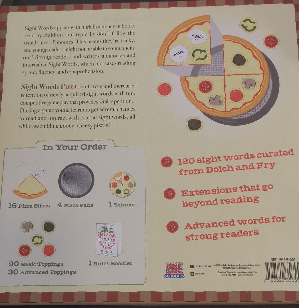 Pizza Sight Words, Hobbies & Toys, Toys & Games on Carousell