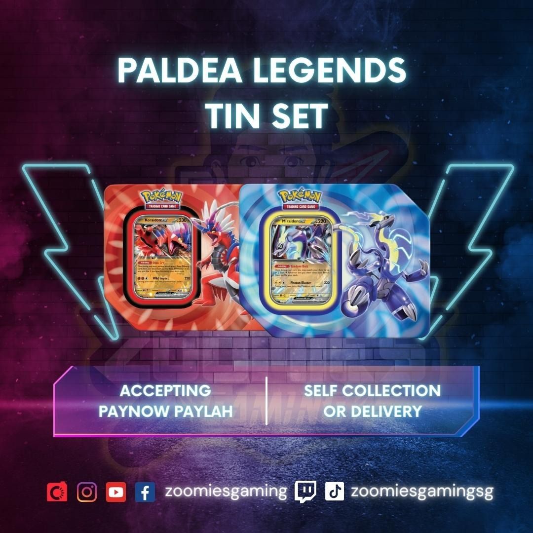 [Ready stock]Pokemon TCG SV02 Paldea Legends Tin, Hobbies & Toys, Toys ...