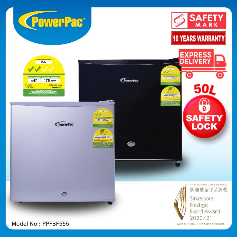 PowerPac Bar Fridge with lock 50L PPBF555, TV & Home Appliances ...