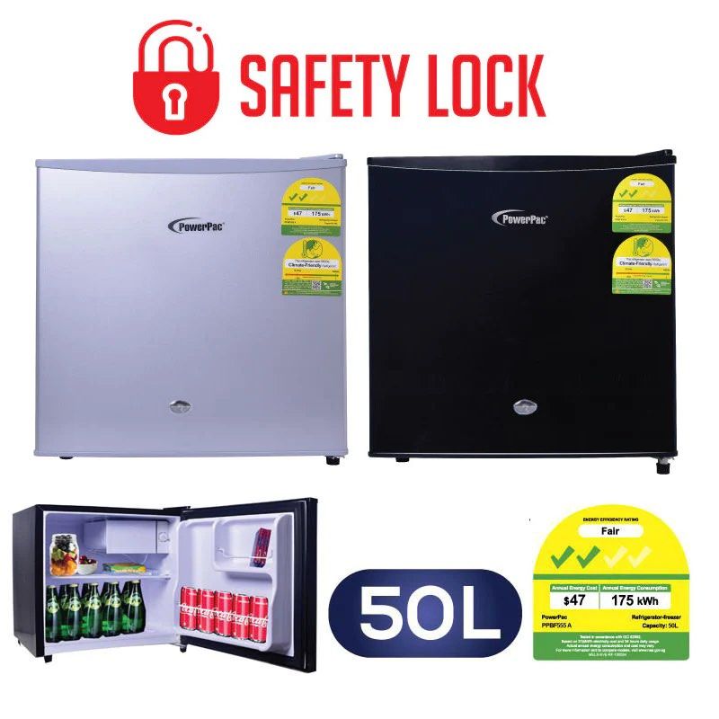 PowerPac Bar Fridge with lock 50L PPBF555, TV & Home Appliances ...