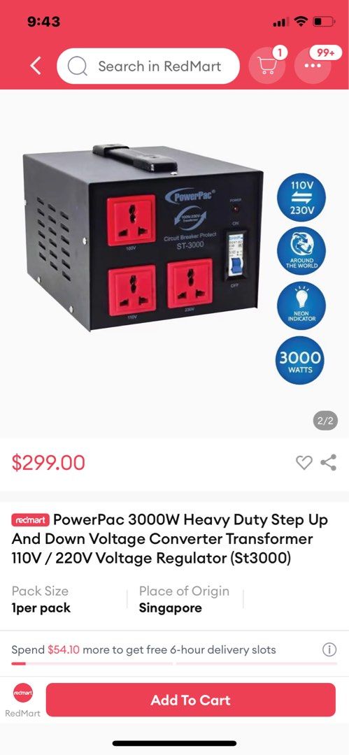 PowerPac converter transformer 3000W, TV & Home Appliances, Kitchen ...