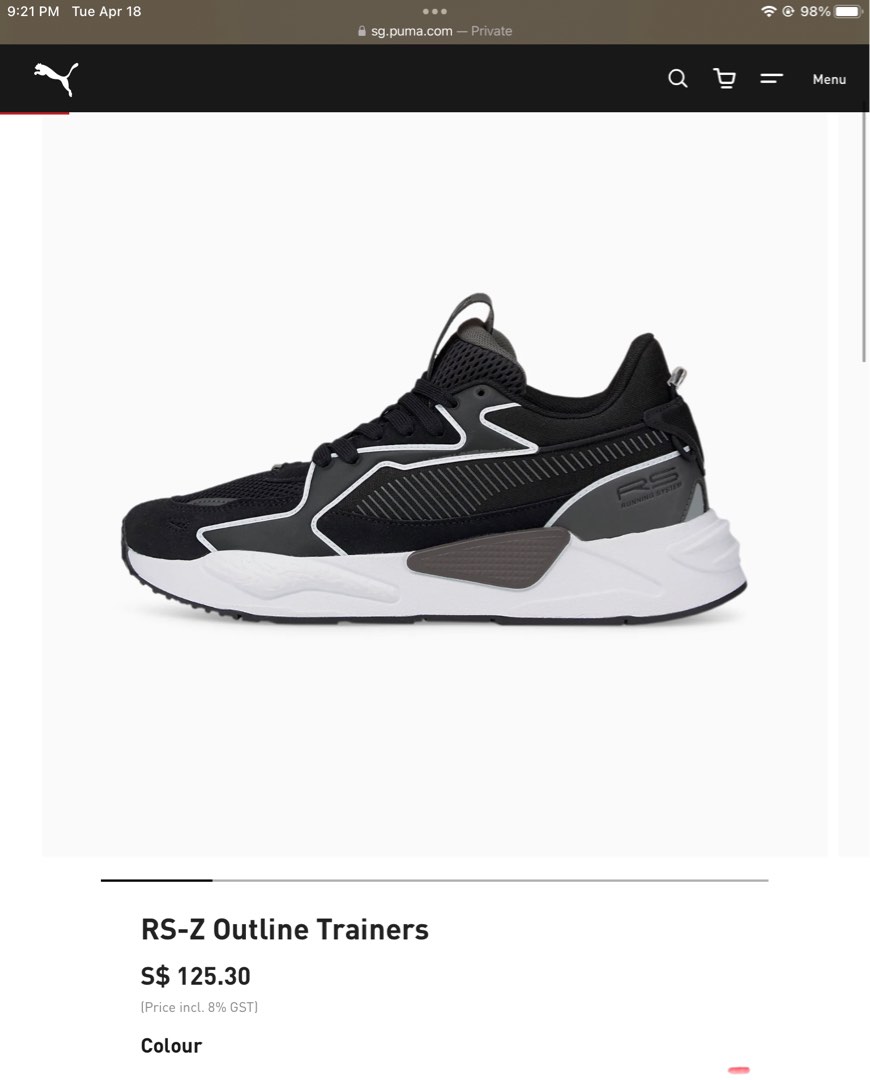 PUMA RS Z OUTLINE BLACK DARK SHADOW, Men's Fashion, Footwear, Sneakers ...