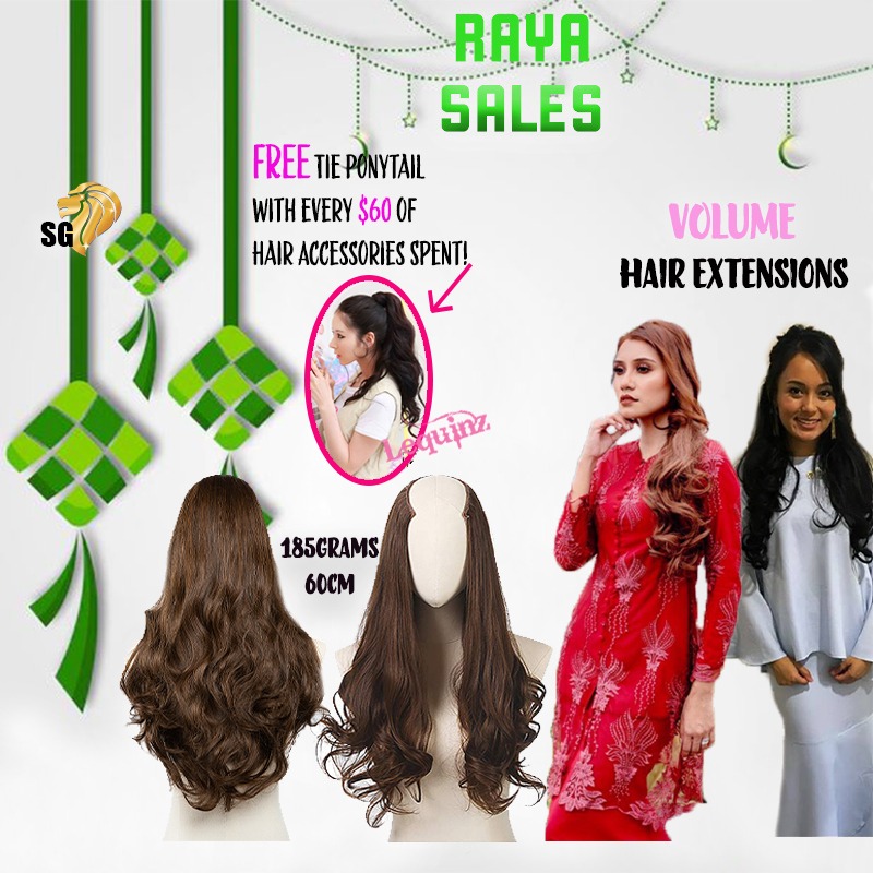 Raya Hairstyle Clip On Hair Extensions Wavy Long Hair, Women's Fashion ...