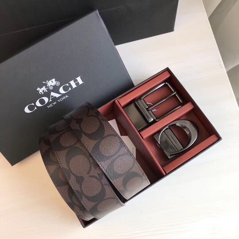 Ready Stock Original Coach Signature Jacquard Reversible Belt Dual ...