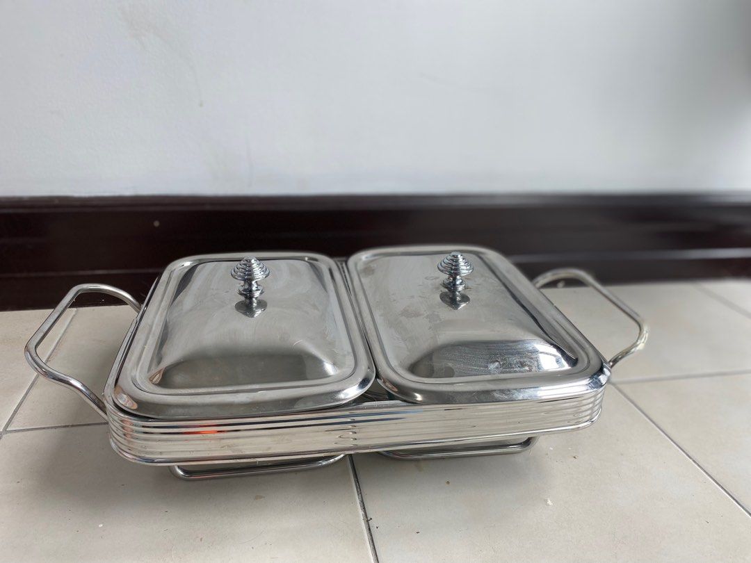 Regent Rectangular Double Food Warmer stainless steel, Furniture & Home ...