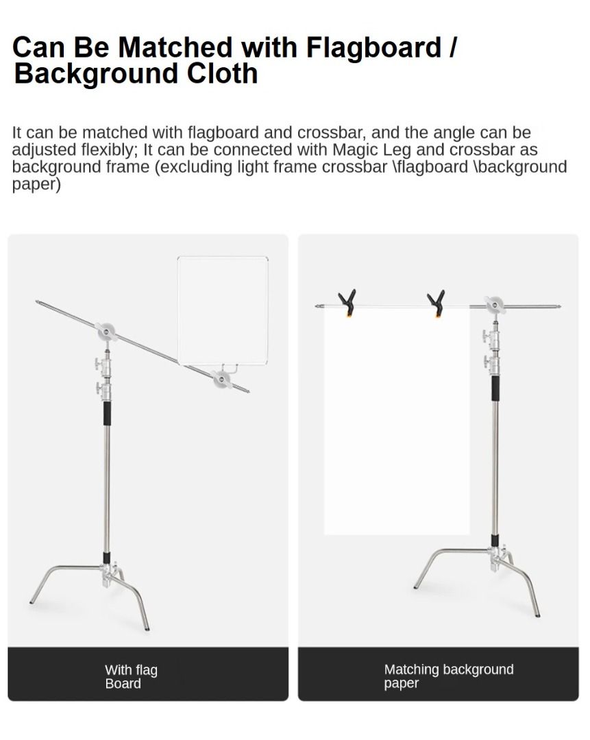 Refutuna Full Metal Heavy Duty Grip Head for C-Stand Boom Arm Softbox ...