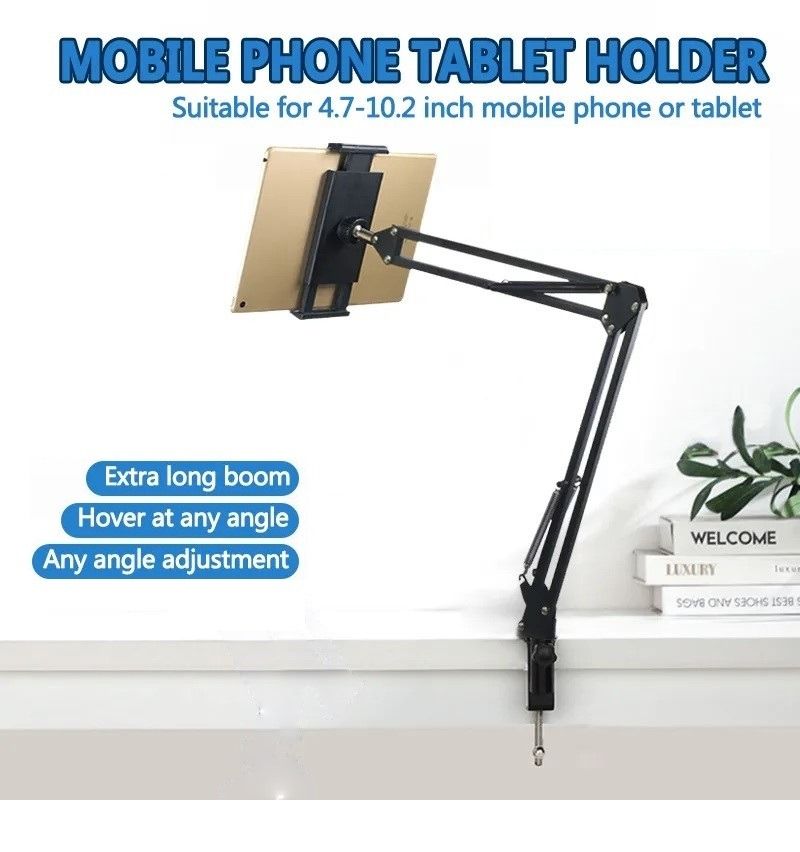 Refutuna Tablet Arm Lazy Stand Flexible Long Arm Clamp Phone Stand Live ...