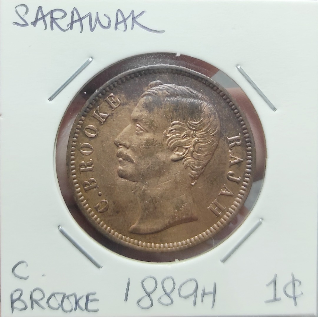 Sarawak Charles Brooke Old Cooper Coin 1 Cent Year 1889H ( Sharp Detail ...
