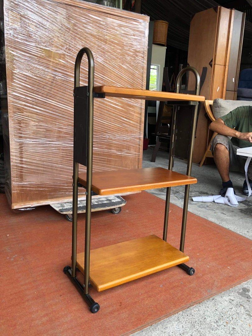 Solid wood and steel 3-tier side rack 19L x 10W x 35H inches In good ...