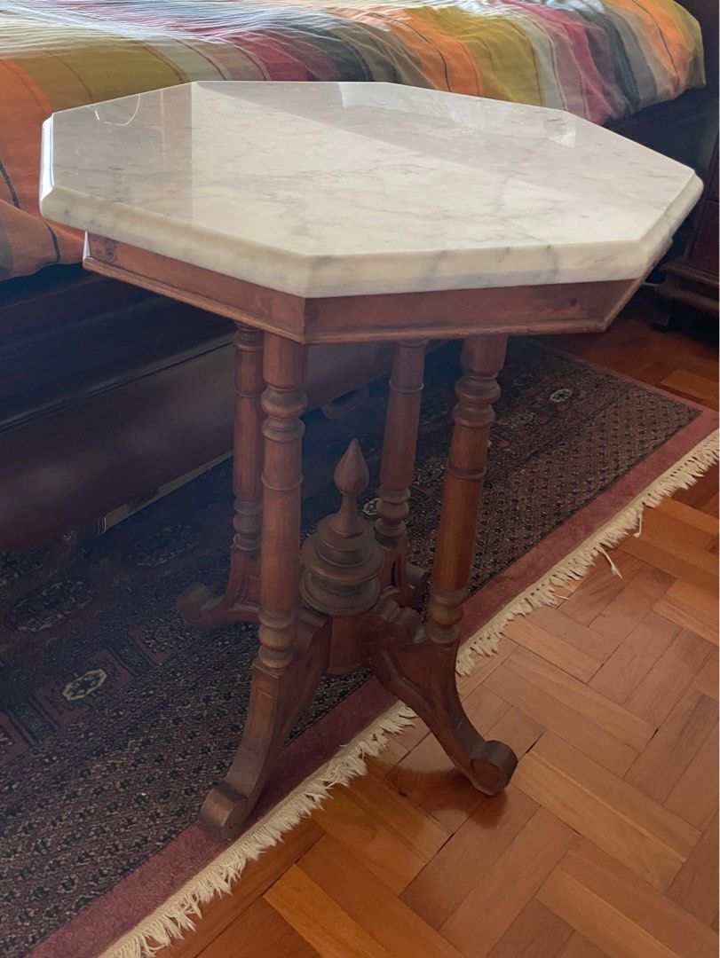 Vintage Marble Top Side Table, Furniture & Home Living, Furniture, Tables & Sets on Carousell